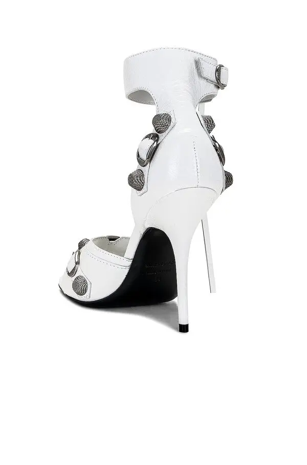 Balenciaga Cagole Sandal In Optic White & Aged Nickel - 60% Off